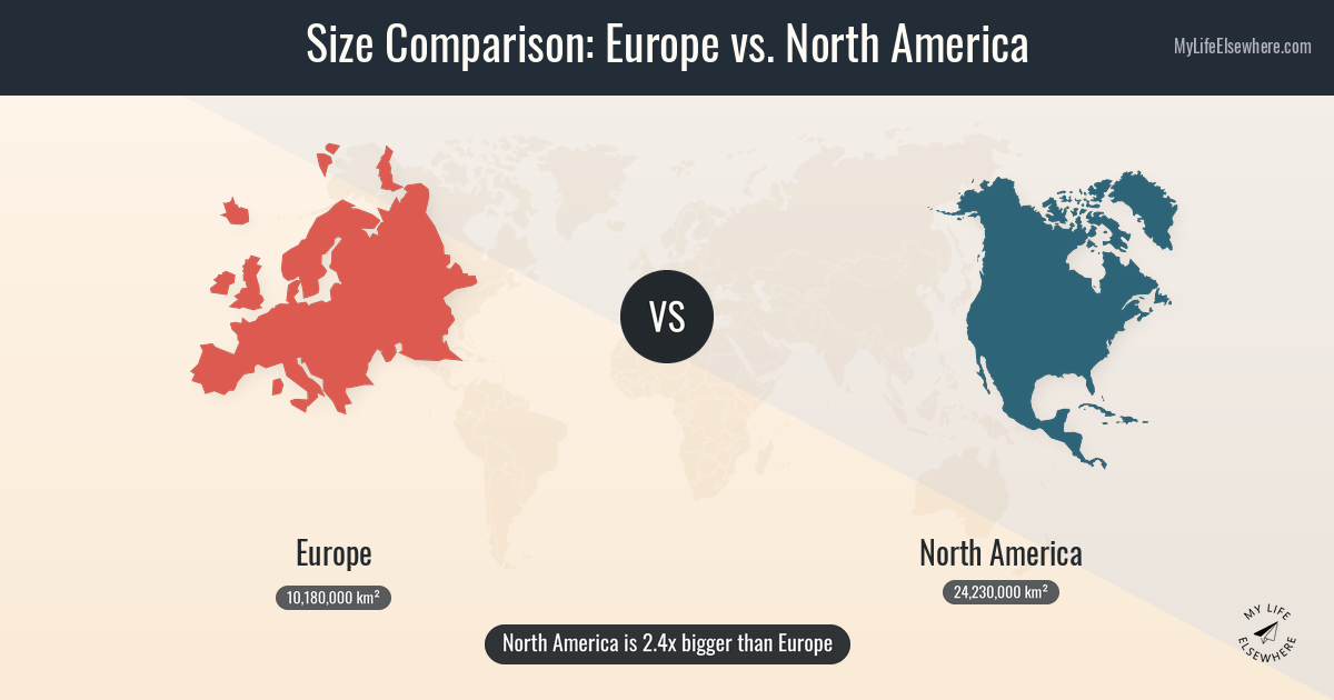 Size of Europe compared to North America