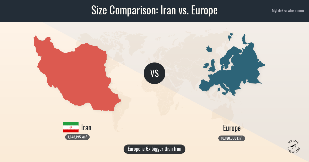 Size of Iran compared to Europe