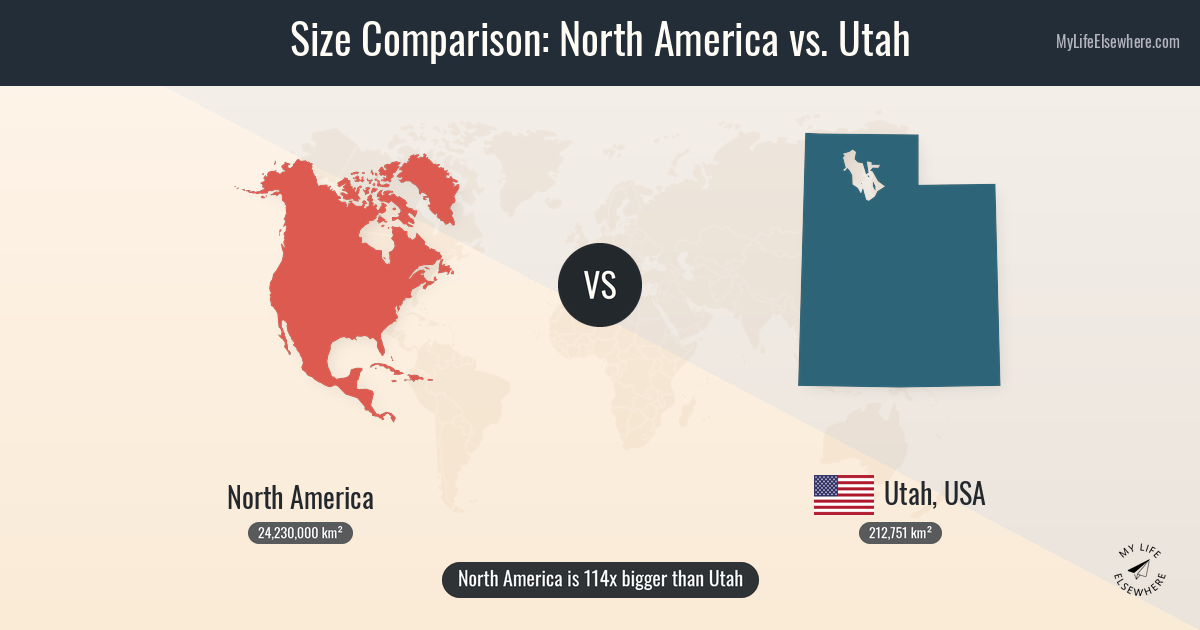 Size of North America compared to Utah