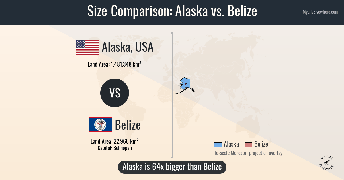 Size of Alaska compared to Belize