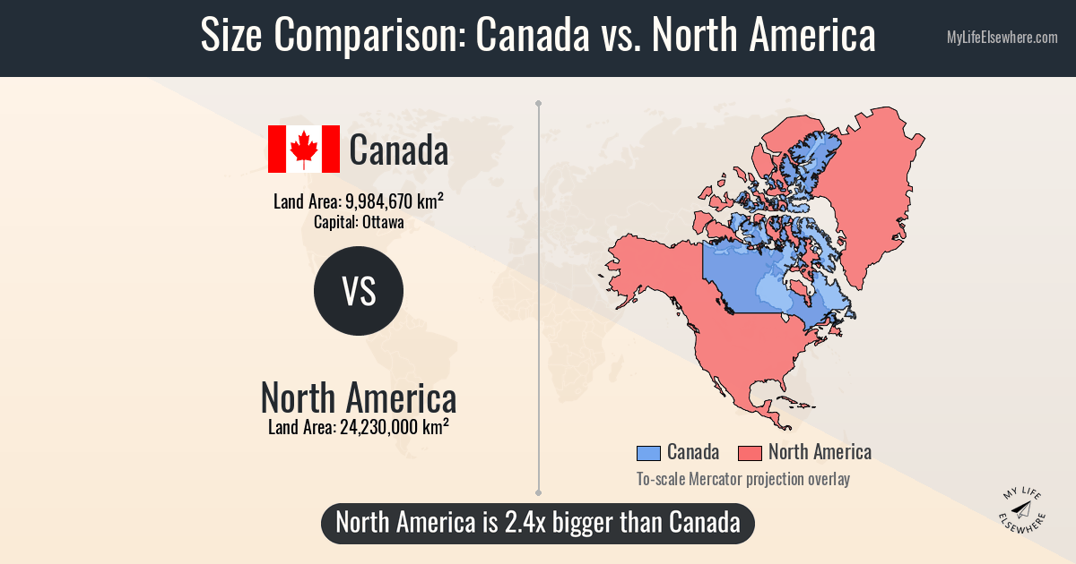 Size of Canada compared to North America