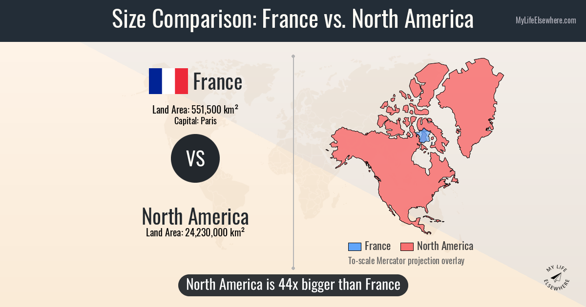 Size of France compared to North America