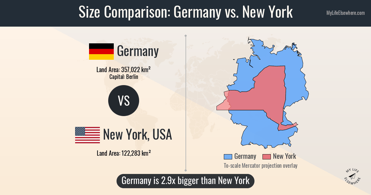 Size of Germany compared to New York