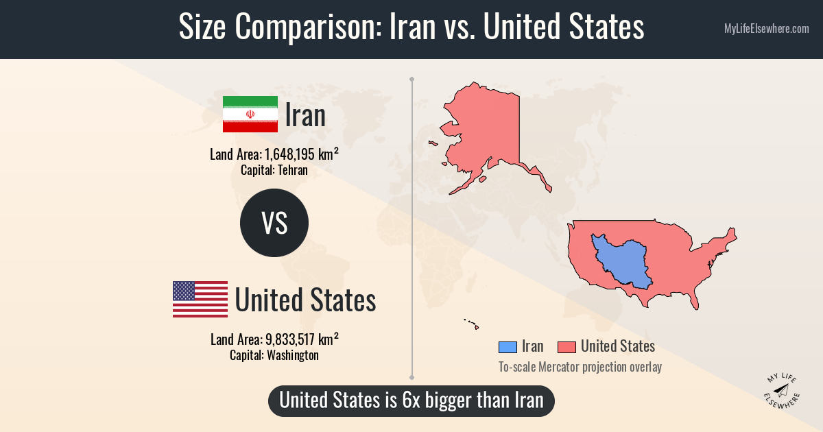 Size of Iran compared to United States